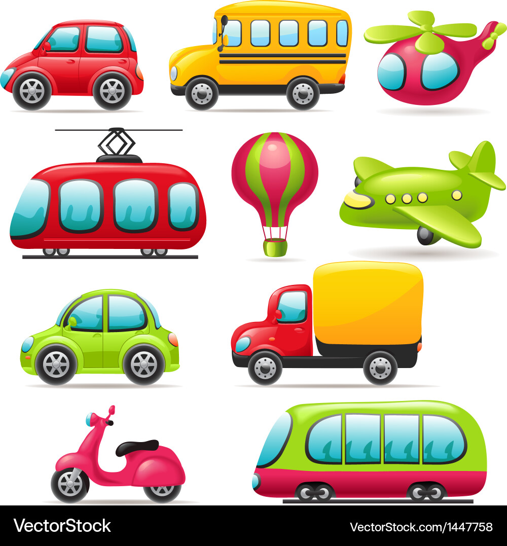 Cartoon transport set Royalty Free Vector Image