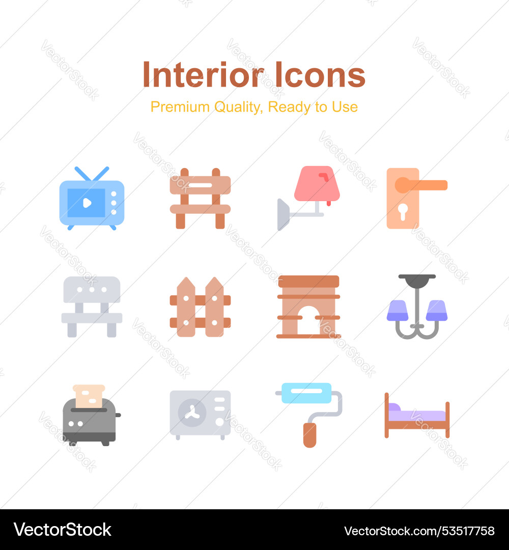 Check this beautifully designed interior icons Vector Image