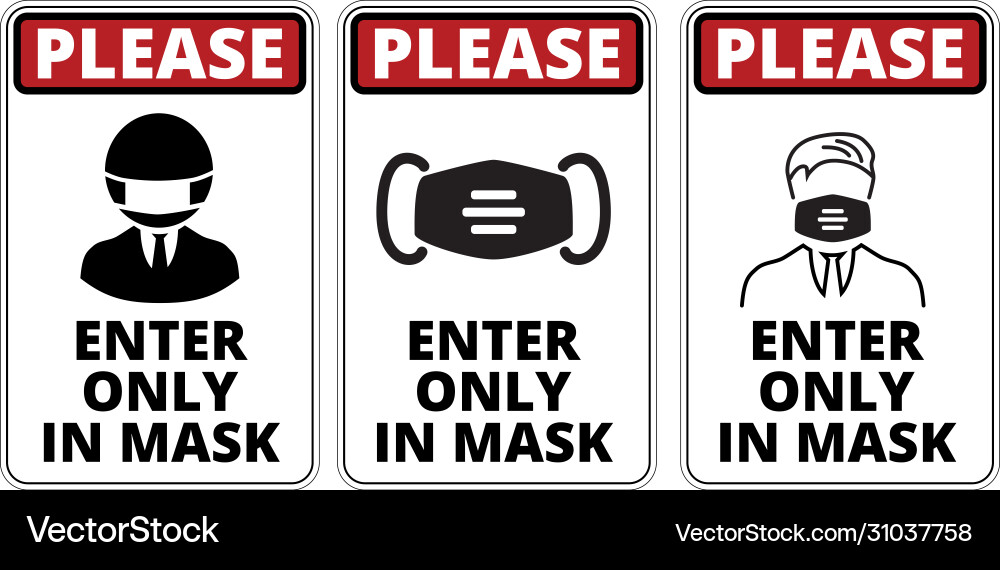 COVID-19 Warning Signs - Mask Required Royalty Free Vector