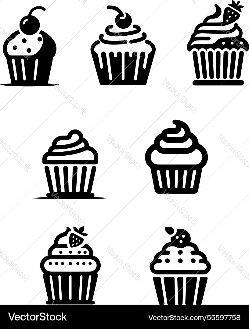 Cupcake icons Royalty Free Vector Image - VectorStock