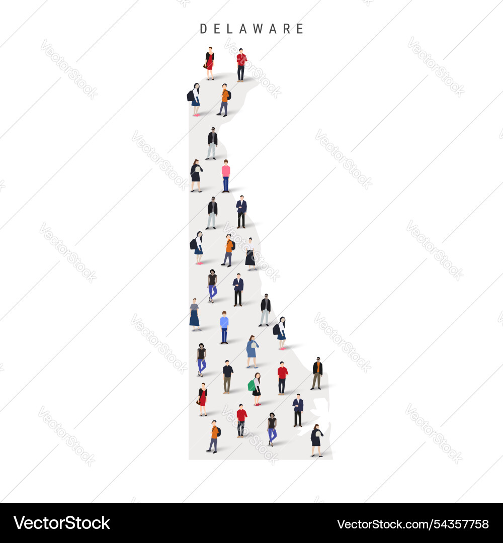 Delaware us state population map large group Vector Image