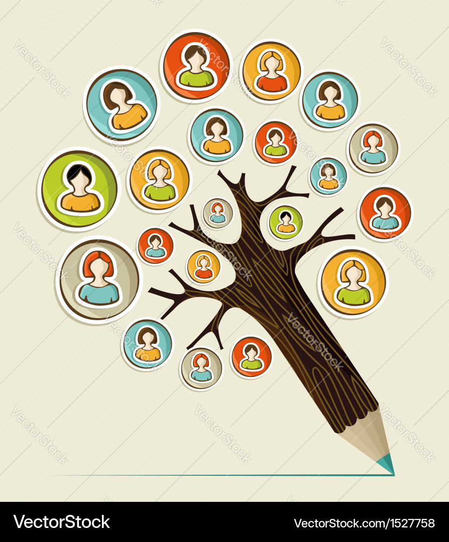 Diversity social people pencil tree Royalty Free Vector