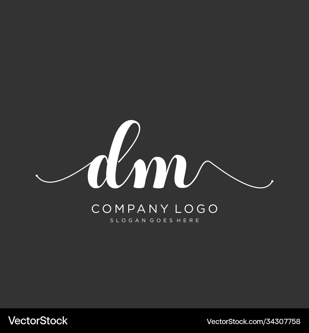 Initial dm handwriting logo with circle template Vector Image