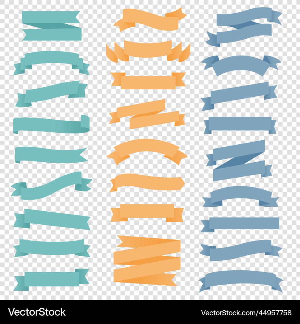 Pastel ribbon set isolated transparent background Vector Image