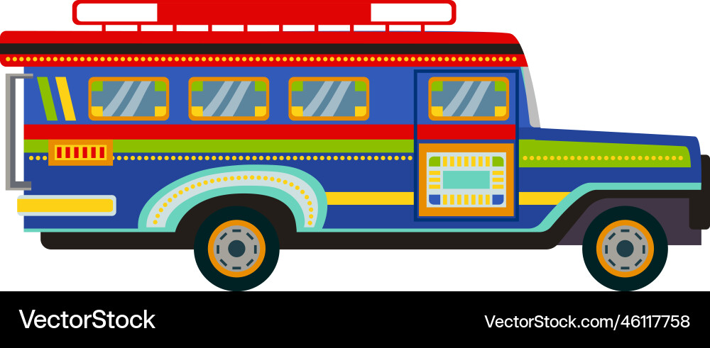 Jeepney Side View Vector Philippine Jeep Stock Clipart | Royalty Free