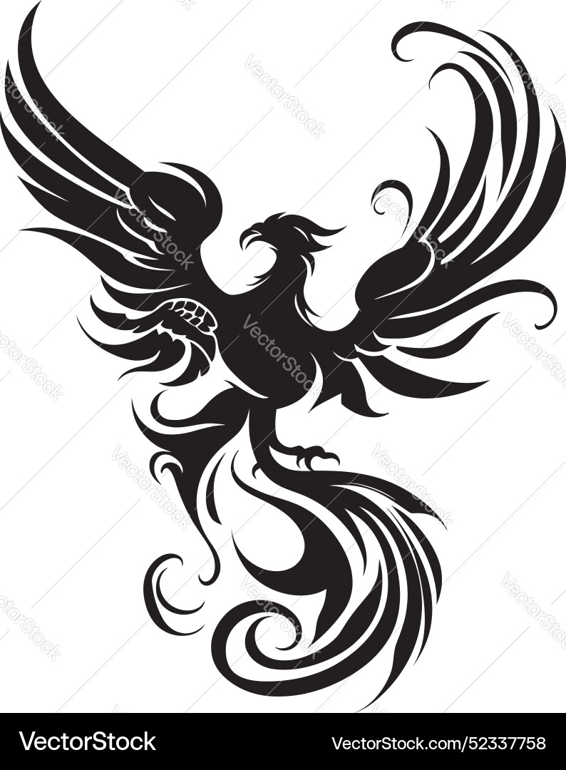 Resilient firebird icon black logo flame feather Vector Image