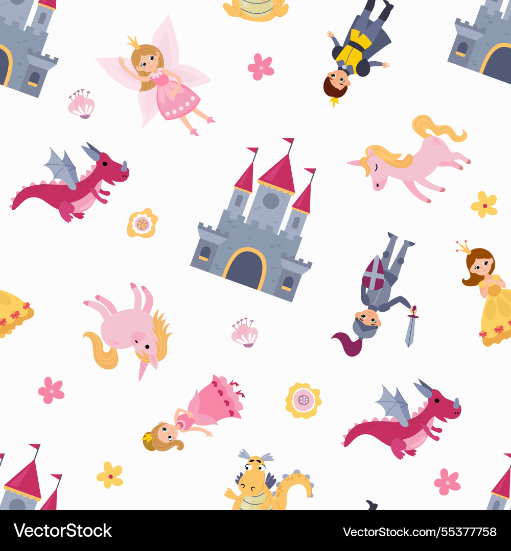 Seamless pattern with princesses Royalty Free Vector Image