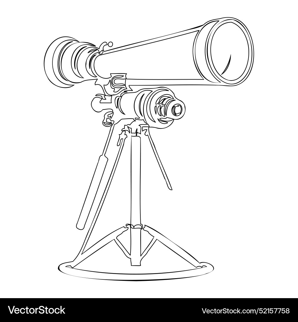 Telescope outline sketch Royalty Free Vector Image