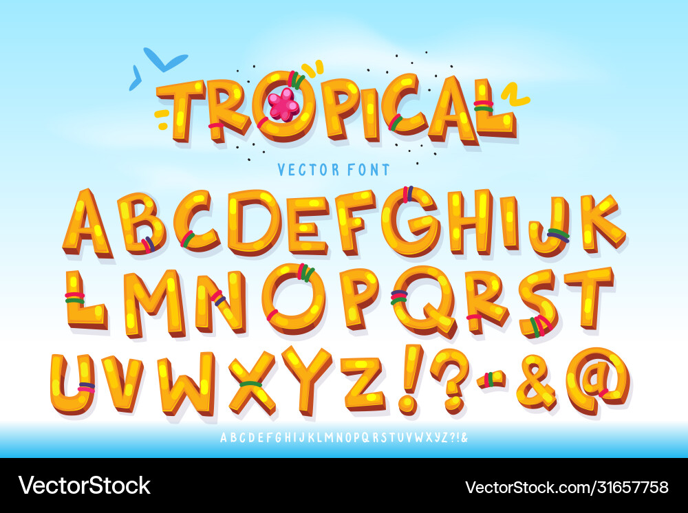 Tropical font Royalty Free Vector Image - VectorStock