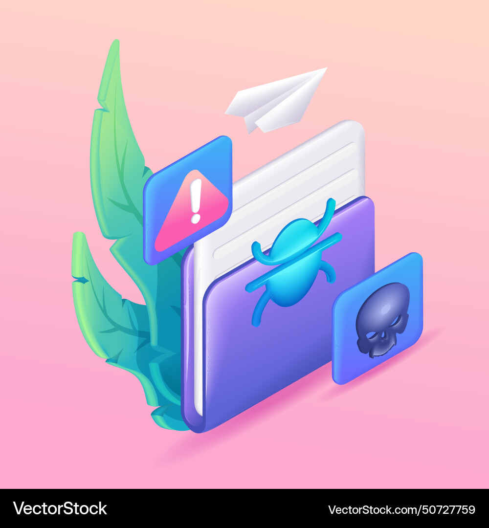 3d isometric cartoon data theft Royalty Free Vector Image