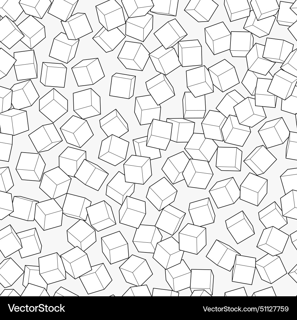 Abstract black line white cubes seamless pattern Vector Image