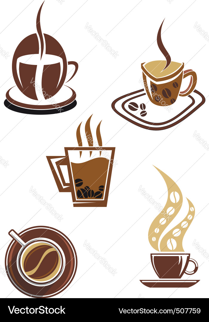 Coffee and tea symbols icons Royalty Free Vector Image