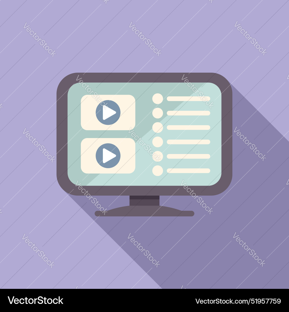 Computer showing video player interface with Vector Image