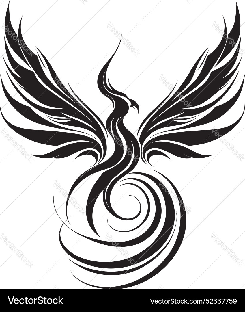 Flame feather phoenix emblem inferno rise symbol Vector Image