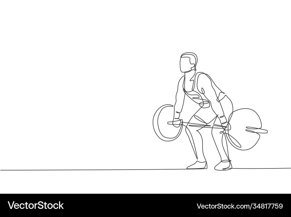 One single line drawing fit young athlete Vector Image