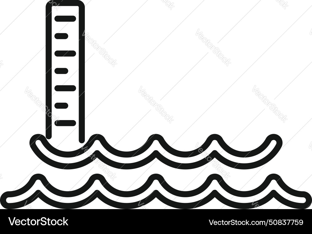Sea level problem icon outline climate Royalty Free Vector