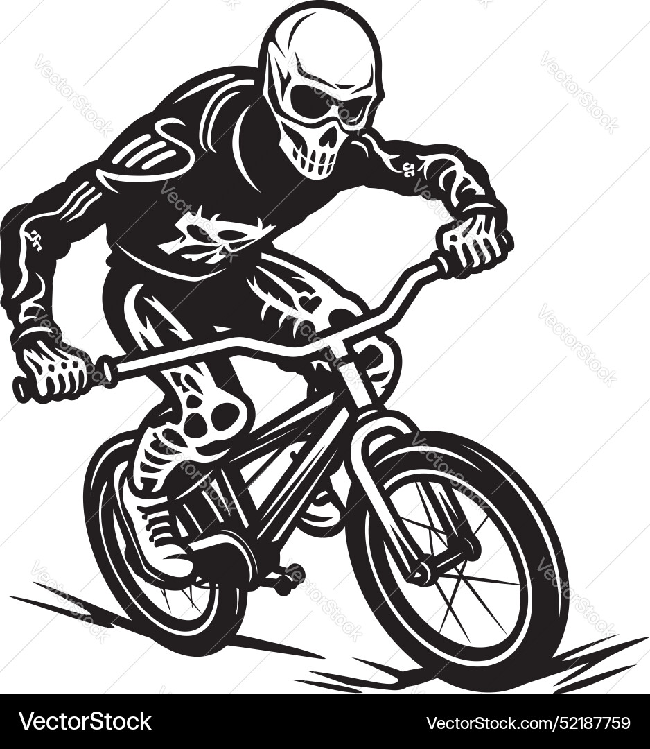 Skeletal stunts skeleton riding bmx cycle black Vector Image