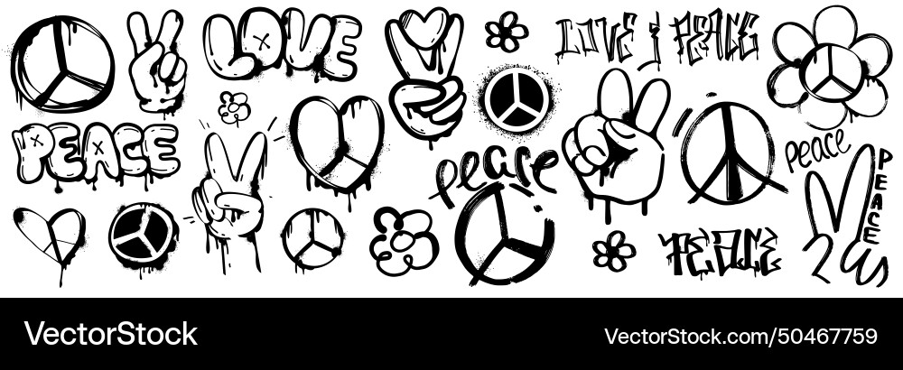 Spray paint graffiti peace pacific symbol and hand