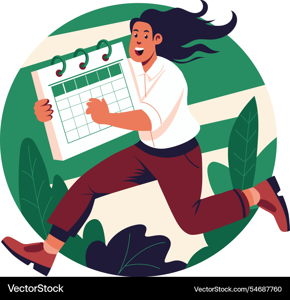 A flat of person chasing deadline Royalty Free Vector Image