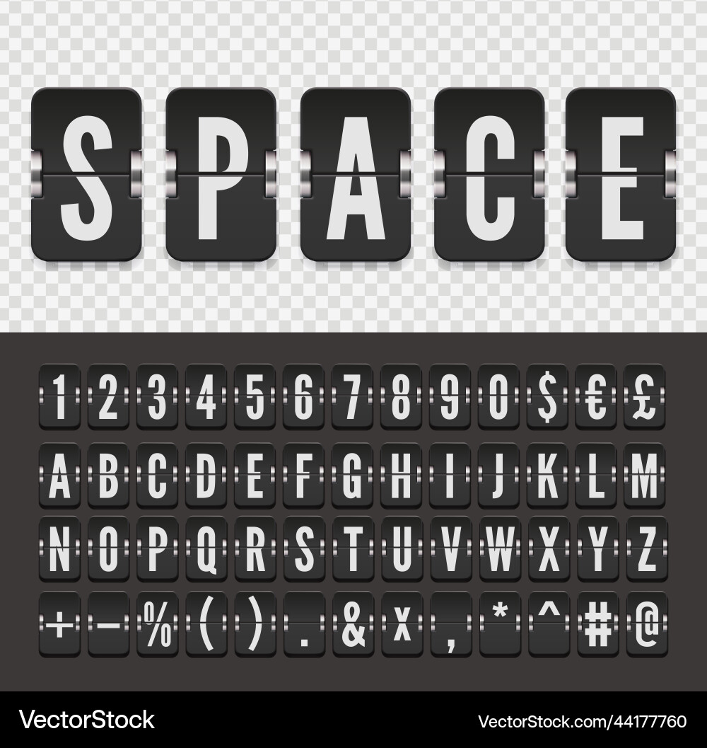 Airport flip board font for flight information Vector Image