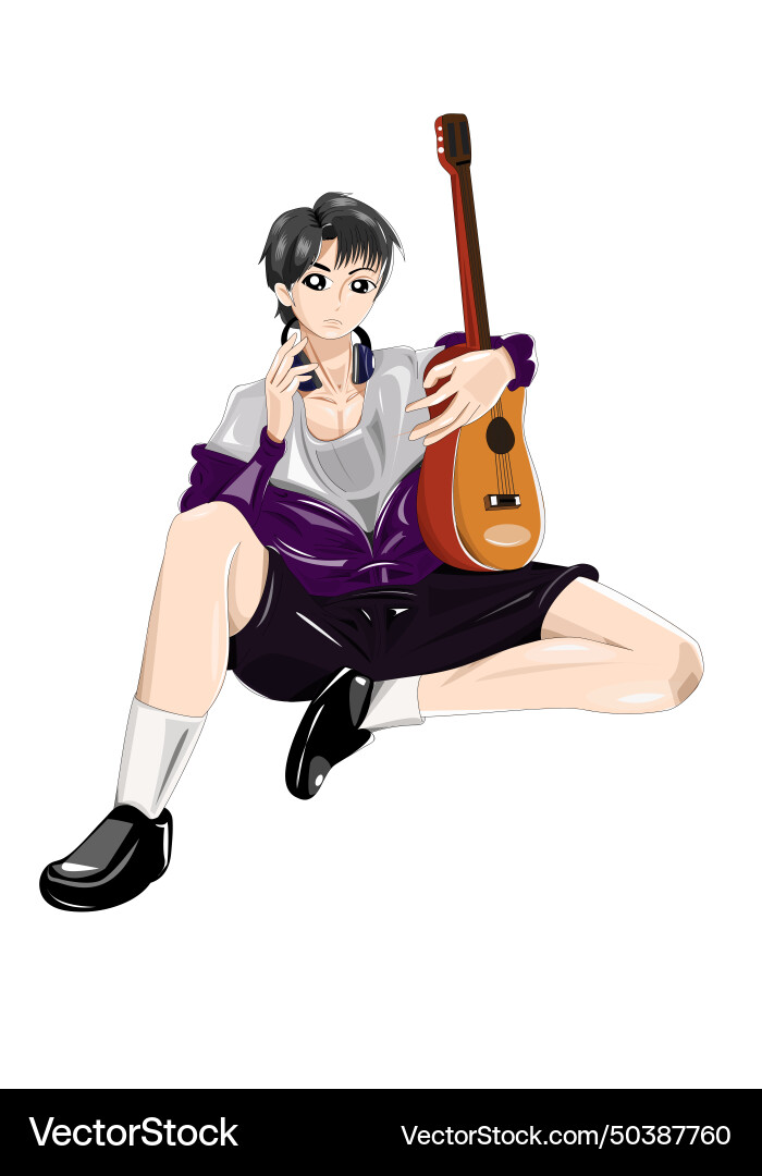 Boy with guitar character design Royalty Free Vector Image