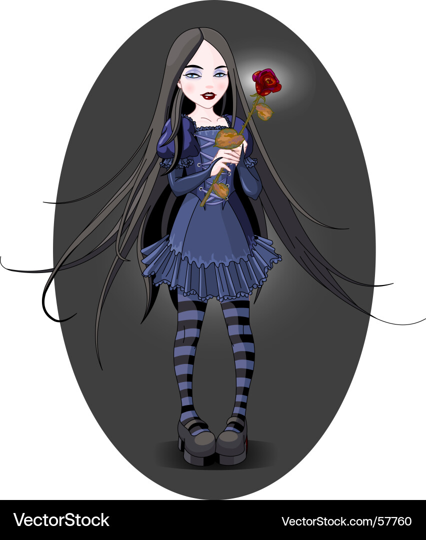 Dark Goth Girl with Rose Royalty Free Vector Image