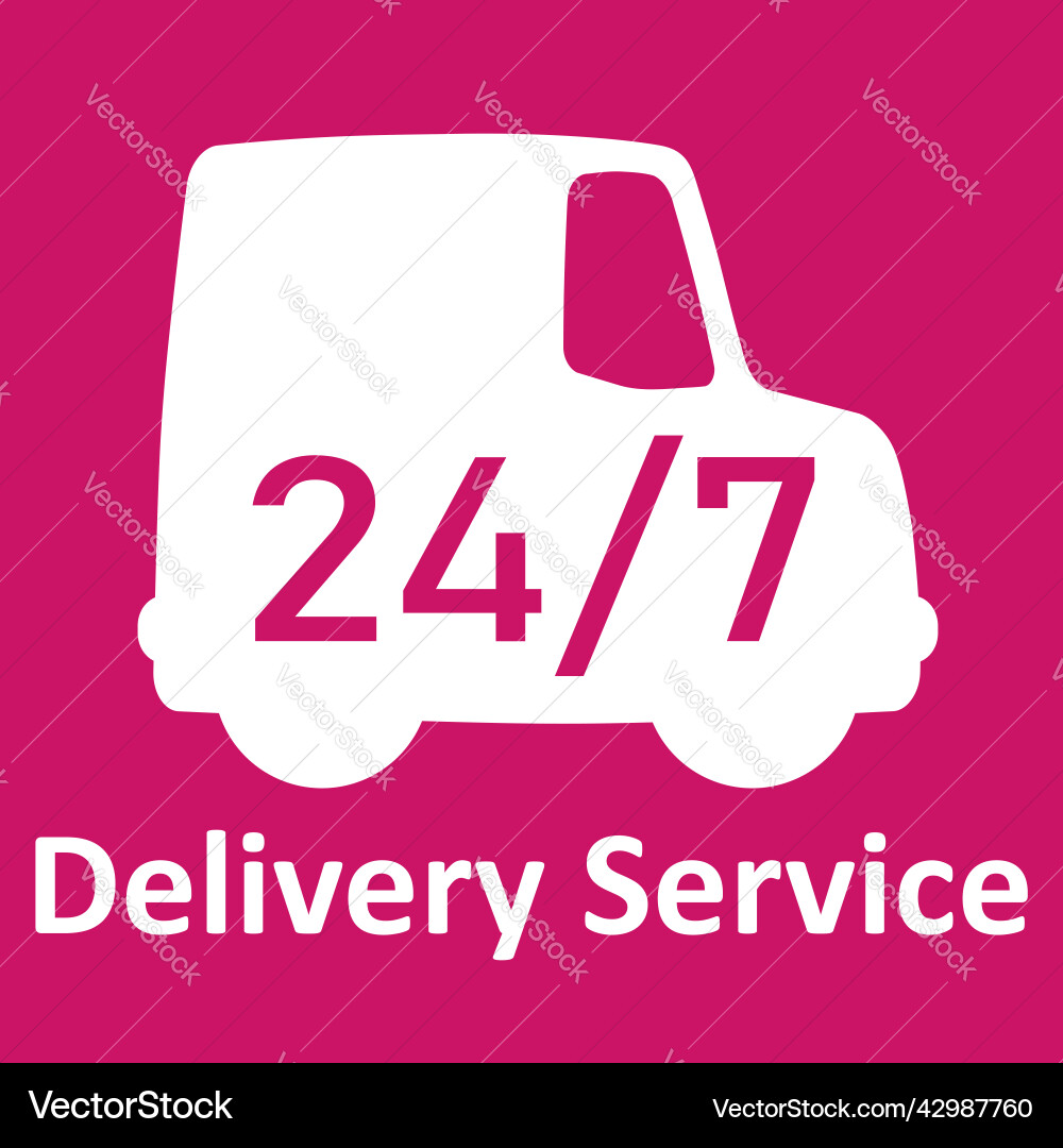 Delivery service 24 7 car sign Royalty Free Vector Image