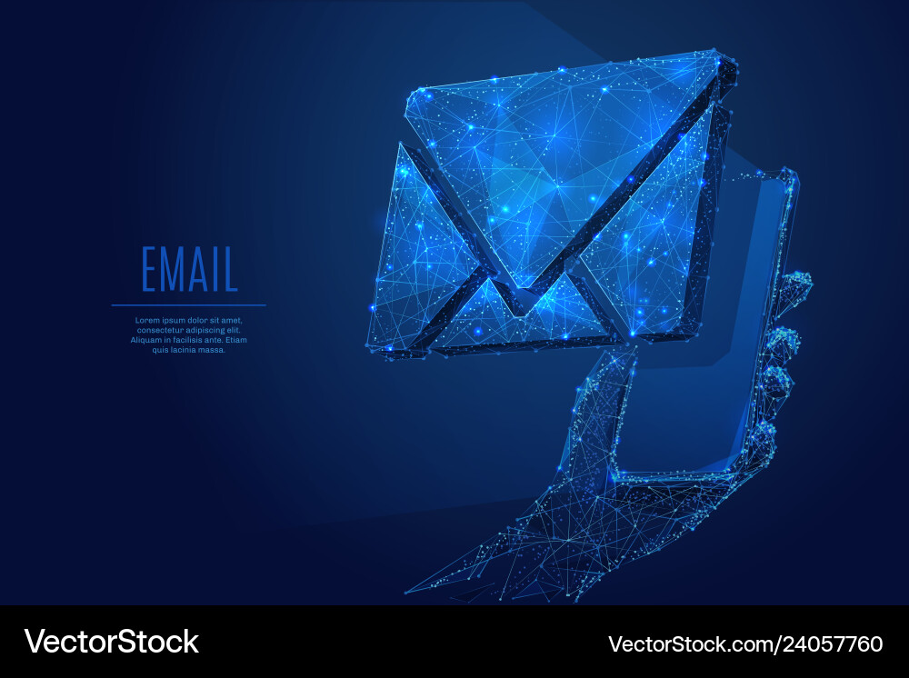 Email on smartphone low poly blue Royalty Free Vector Image