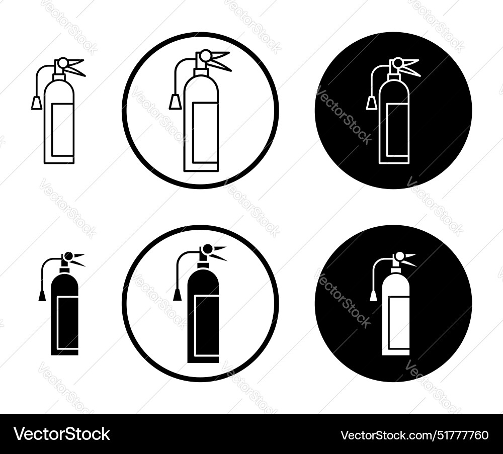 Fire extinguisher icon set black filled Royalty Free Vector Fire extinguisher icon set black filled Royalty Free Vector