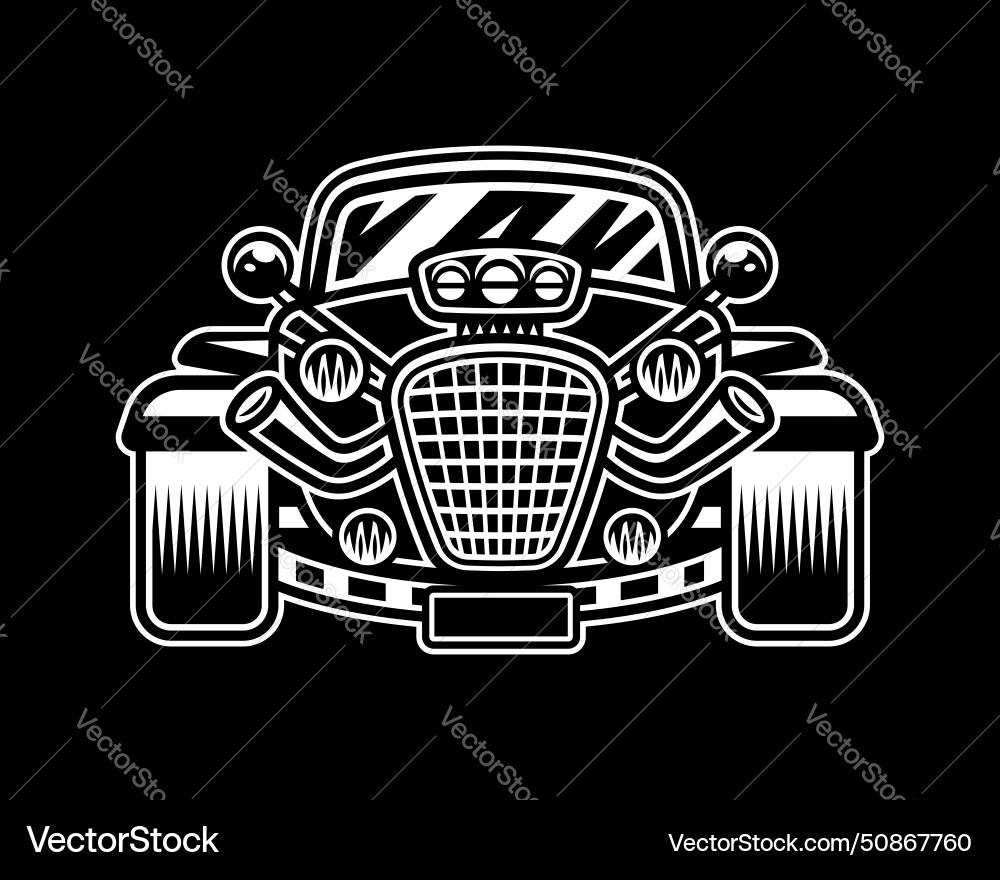 Hot rod car front view black Royalty Free Vector Image