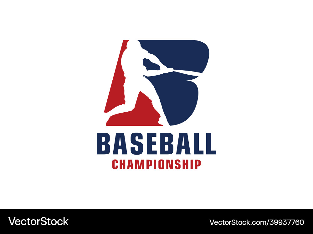 Buchstaben b mit Baseball Logo Design Lizenzfreier Vektor