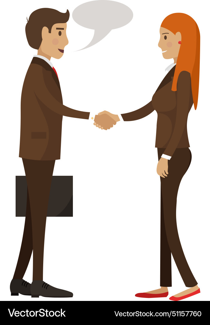 Office workers man and woman handshaking Vector Image