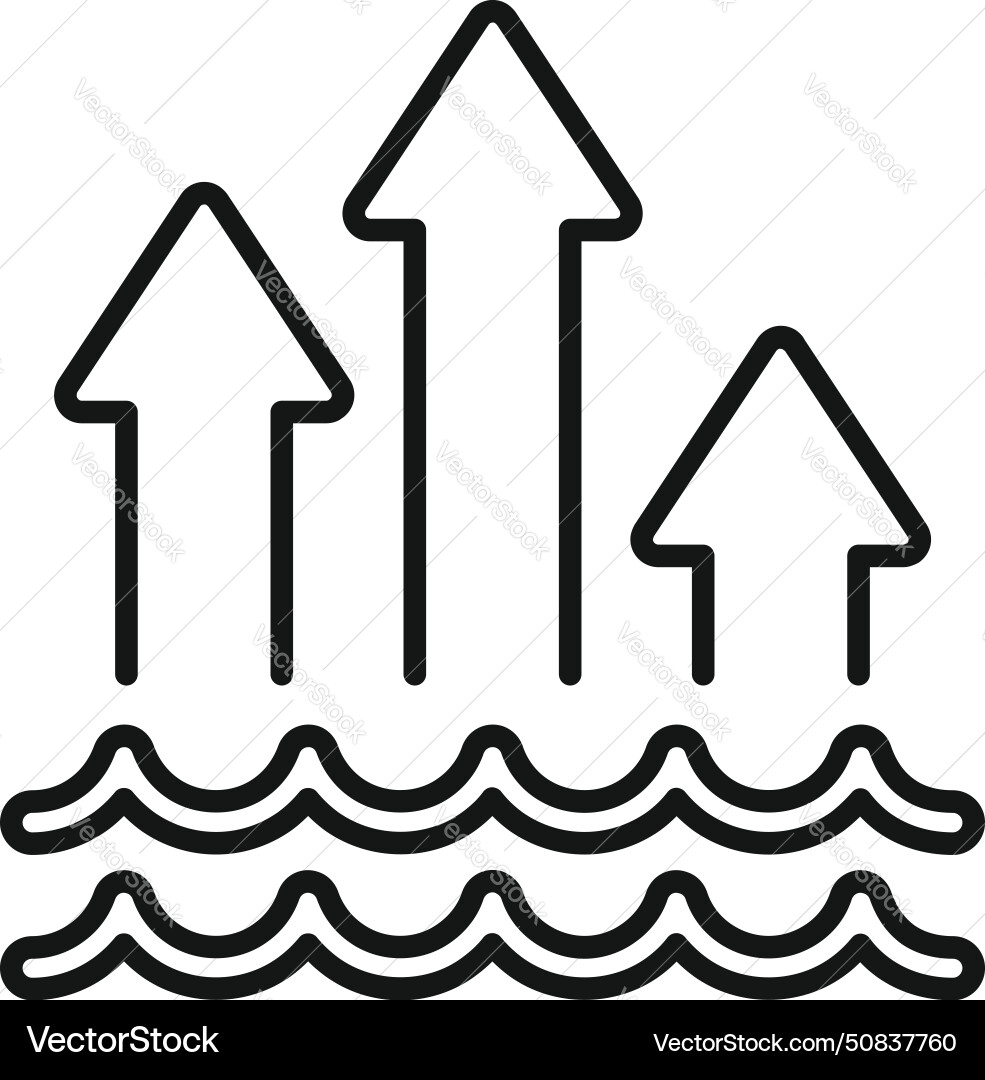 Sea level rise coastal icon outline global Vector Image