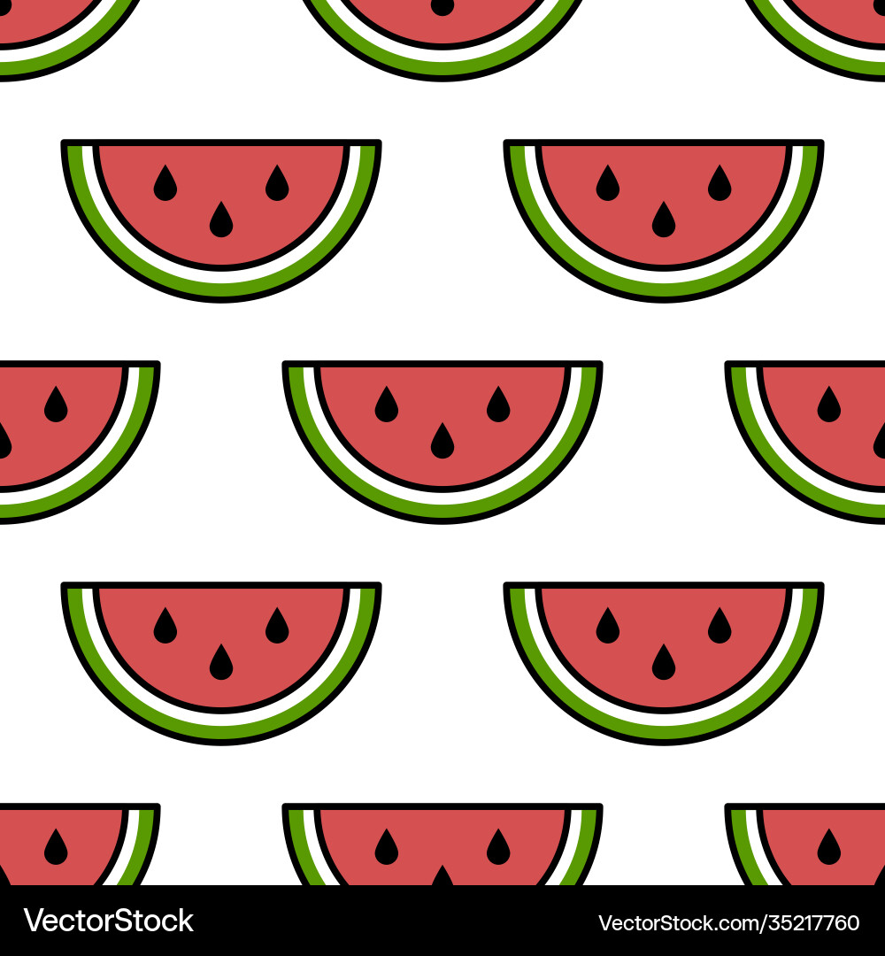 Seamless watermelon pattern fruit icons Royalty Free Vector