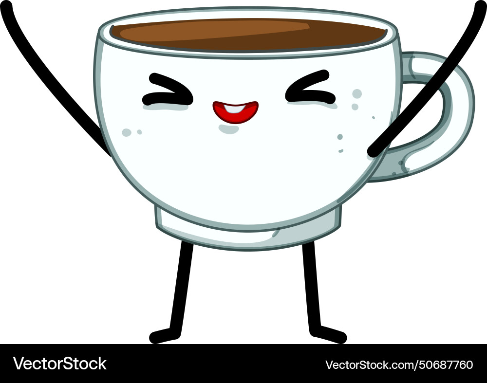 Smoke coffee mug character cartoon Royalty Free Vector Image