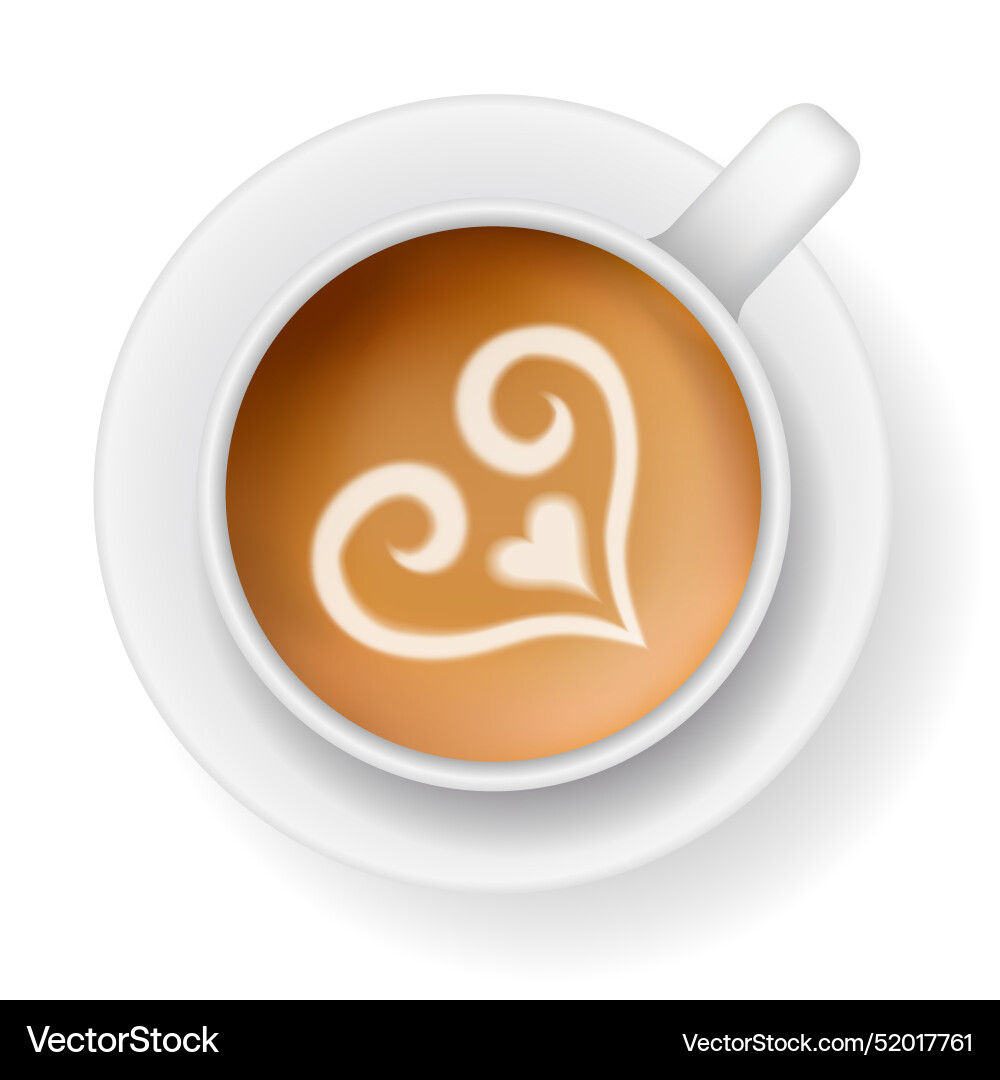 Coffee mug top view cappuccino espresso latte Vector Image