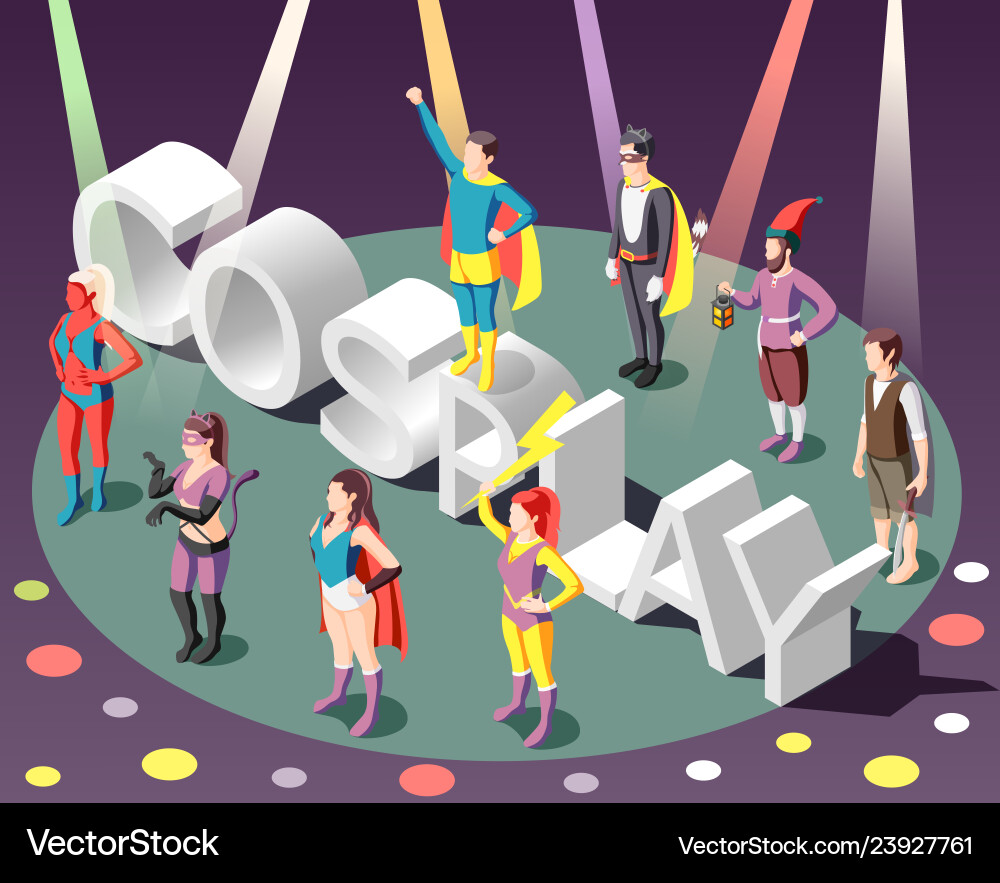 Cosplay Party Isometric Composition Royalty Free Vector