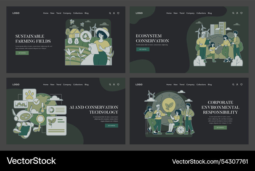 Ecosystem conservation flat Royalty Free Vector Image