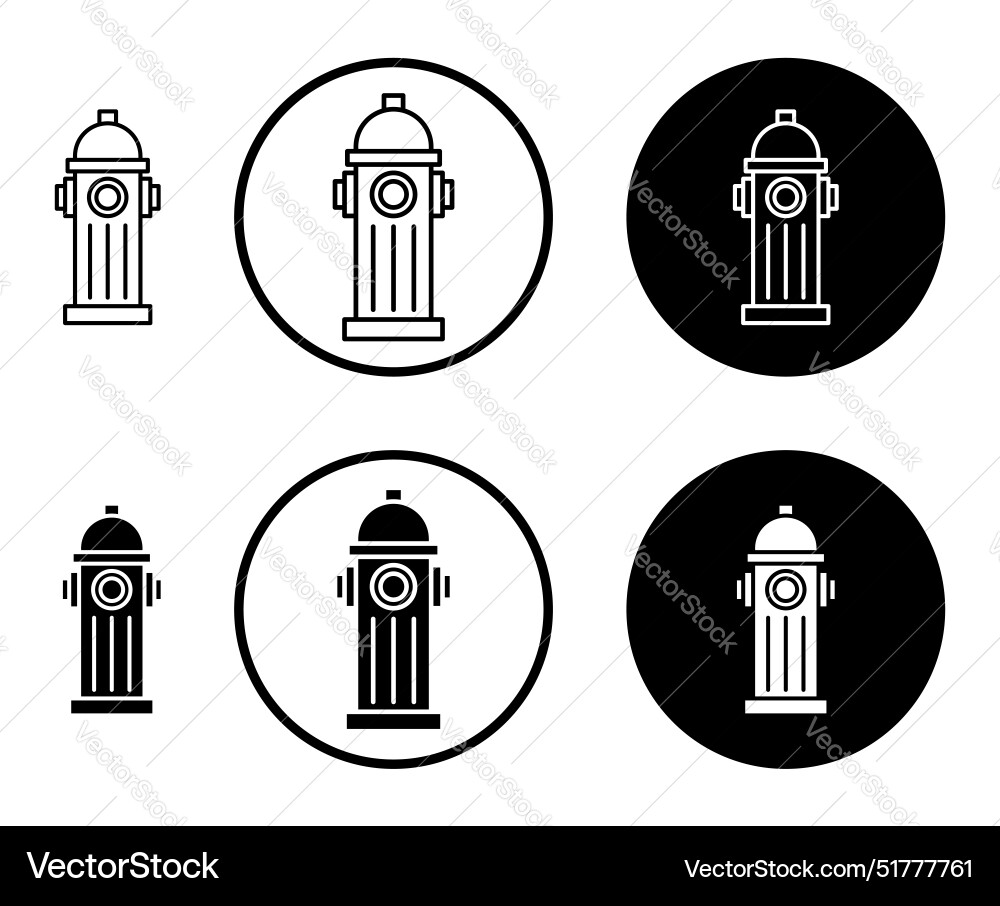 Fire hydrant icon set black filled and outlined Vector Image