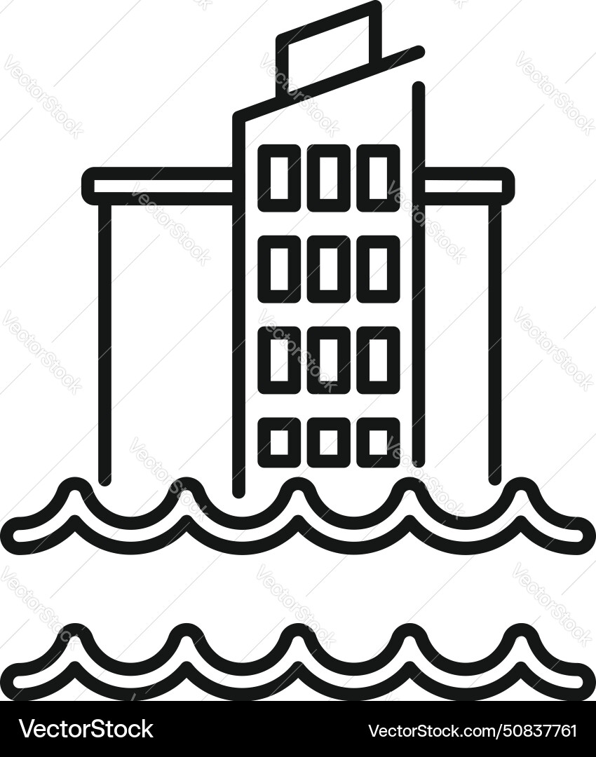Flood problem city icon outline climate Royalty Free Vector