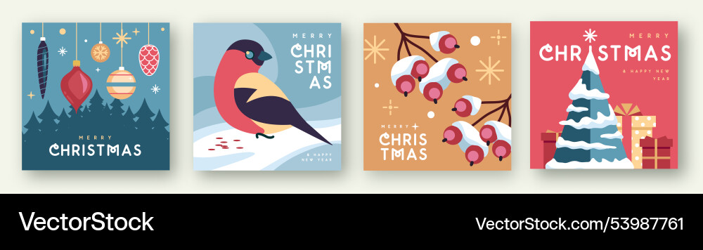 Set of merry christmas and happy new year cards Vector Image