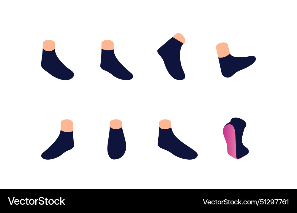 Various socks in a flat graphic style on white Vector Image