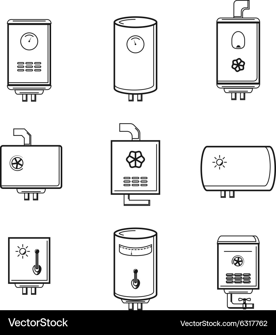 Boiler icons set Royalty Free Vector Image - VectorStock