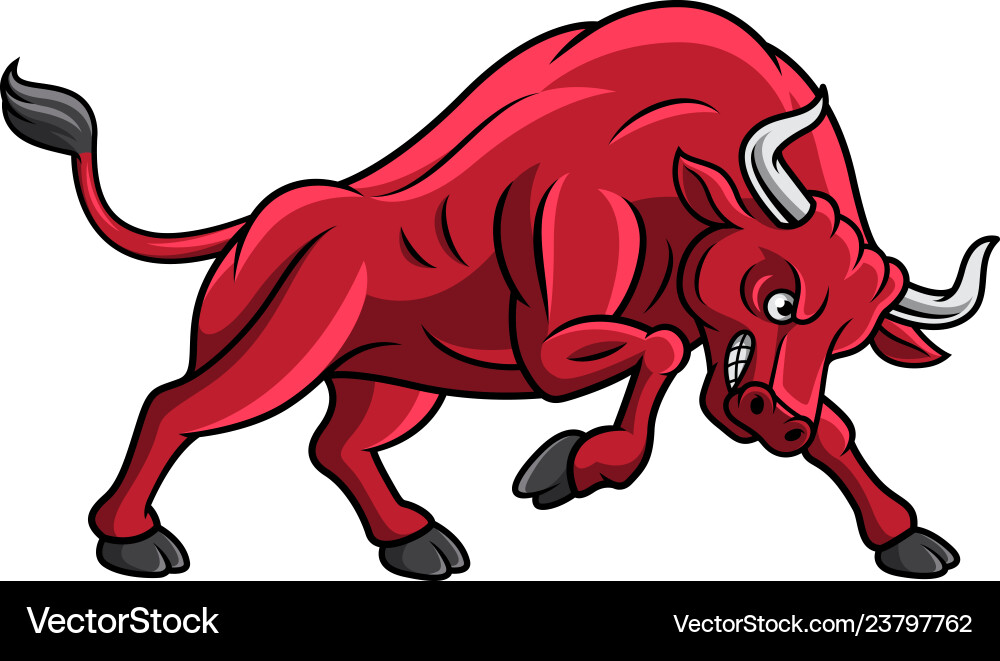 Cartoon Bull Attack - Red Royalty Free Vector Image