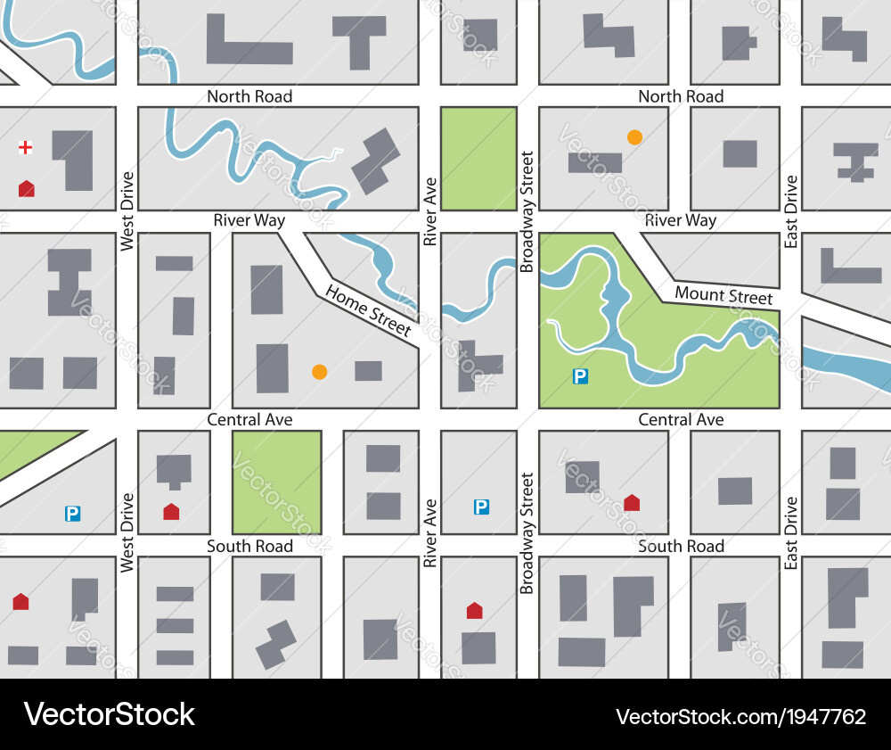 City map Royalty Free Vector Image - VectorStock