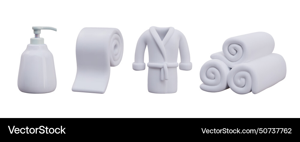 Collection with white elements for bathroom cream Vector Image