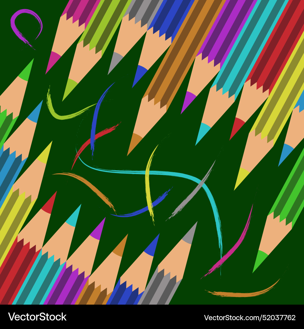 Colored pencil background collection Royalty Free Vector