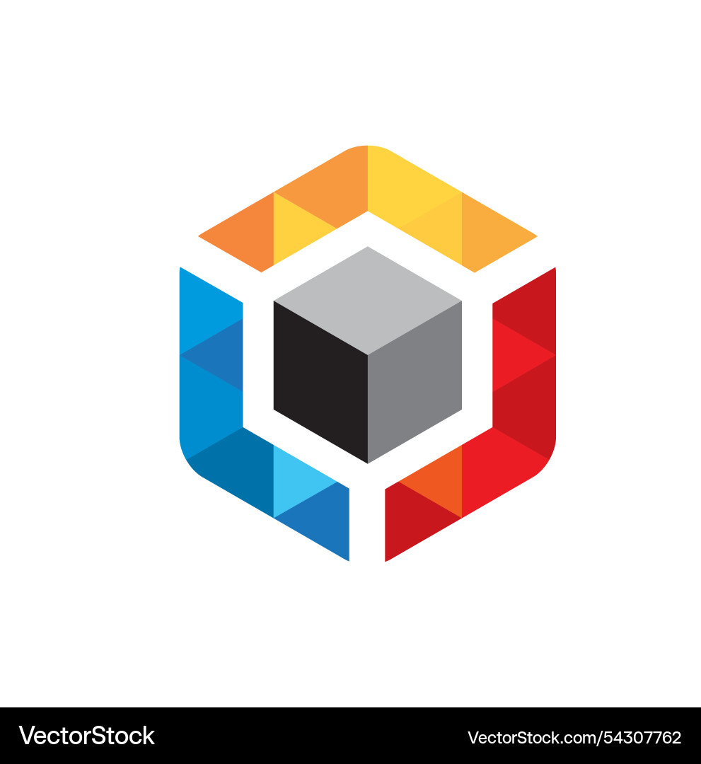 Bunte hexagon Form Datenkernbox Lizenzfreies Vektorbild