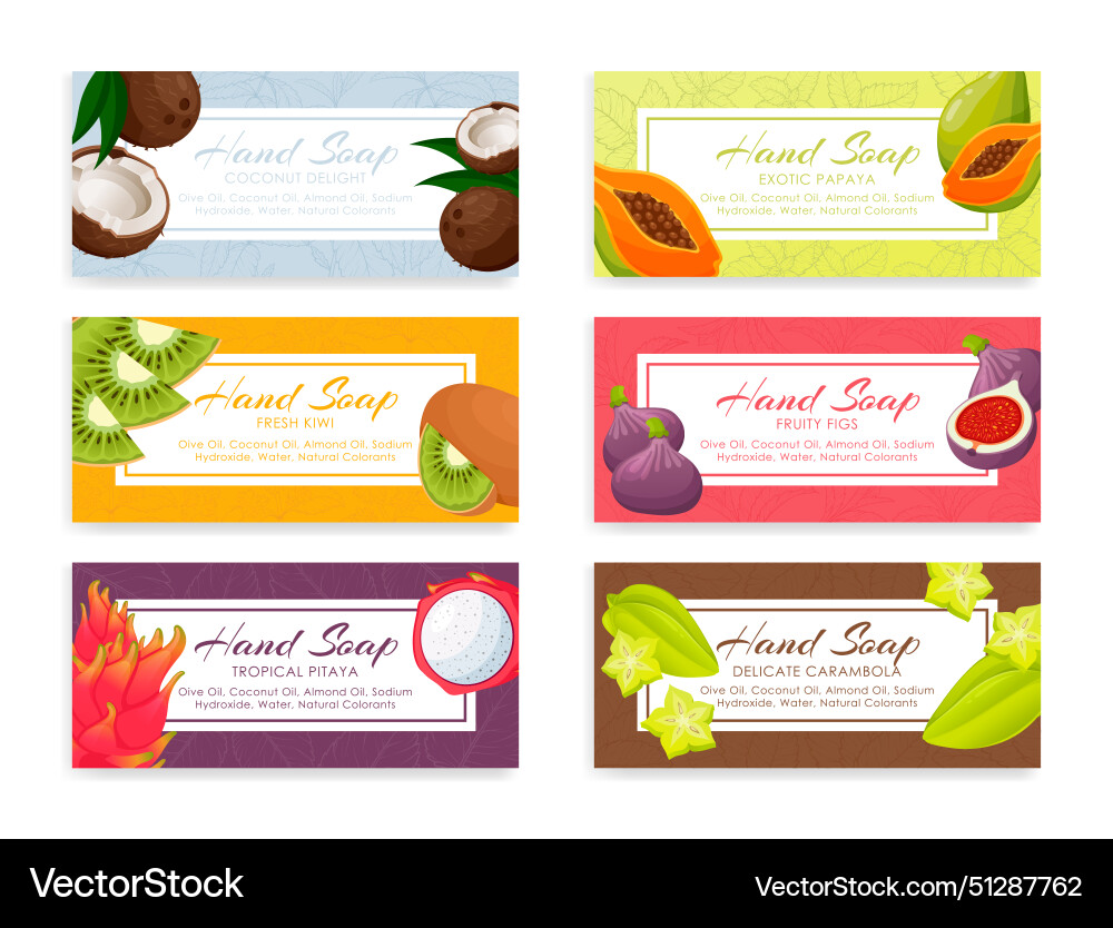 Craft hand soap label with tropical fruit Vector Image