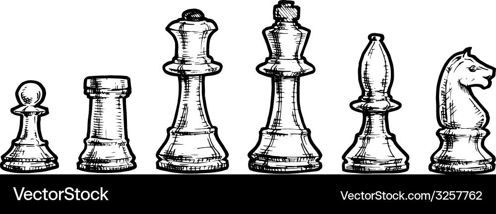 Drawing of chess Royalty Free Vector Image - VectorStock